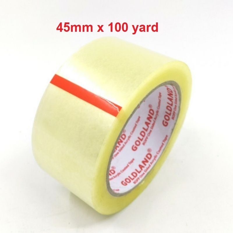 Jual LAKBAN BENING GOLDLAND 45MM 100 YARD / LAKBAN 2 INCH GOLD LAND TRANSPARAN | Shopee Indonesia