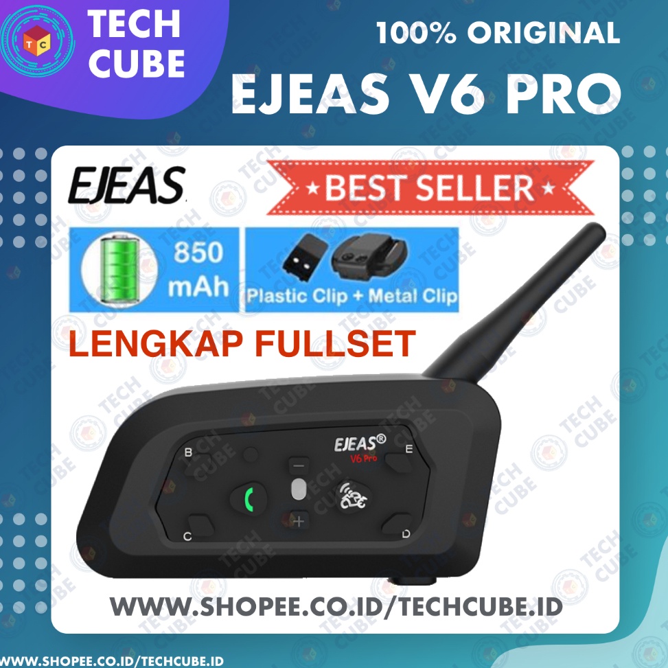 Jual RVv EJEAS V6 Pro Bluetooth Intercom Headset Vnetphone Helm 6 Rider ...