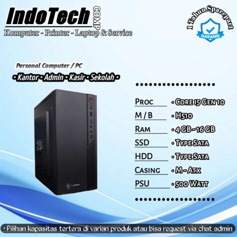 Jual Komputer / PC Rakitan Core i5-10400/f admin / office | Shopee ...