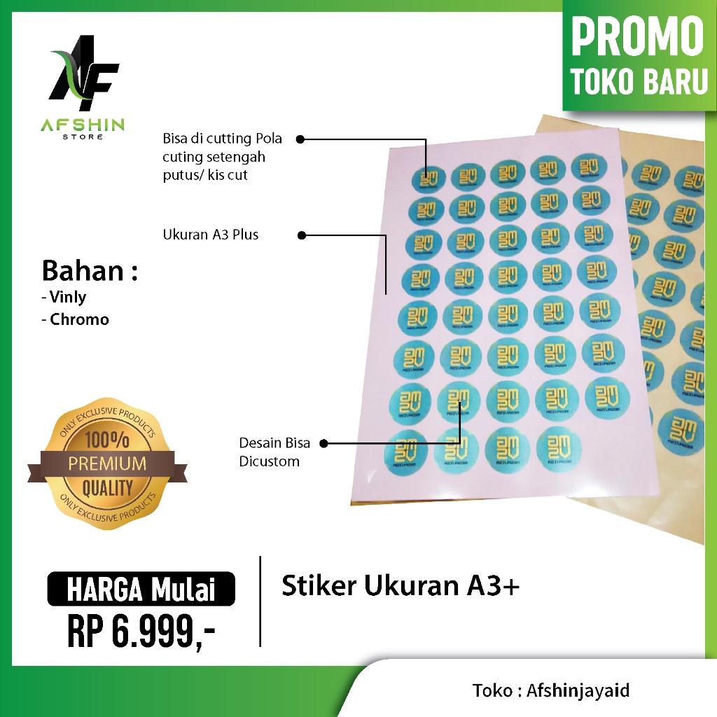 Jual Cetak Stiker Custom ukuran A3 bisa digunakan untuk label kemasan ...
