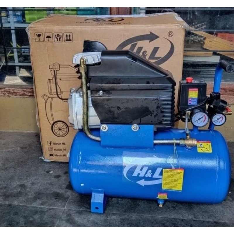 Jual Kompresor Oli 1HP 24 Liter H&L Compressor Angin Listrik 1 HP 24L ...