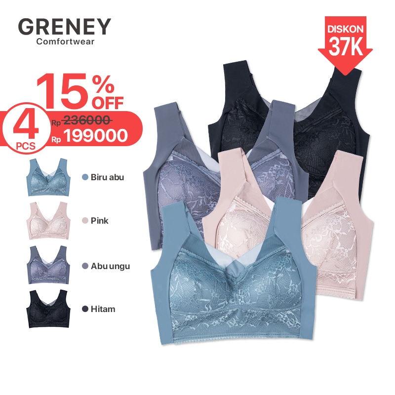 Jual GRENEY-L.W.L-Paket bra (4PCS) Bra Rompi Bigsize Renda Seamless ...