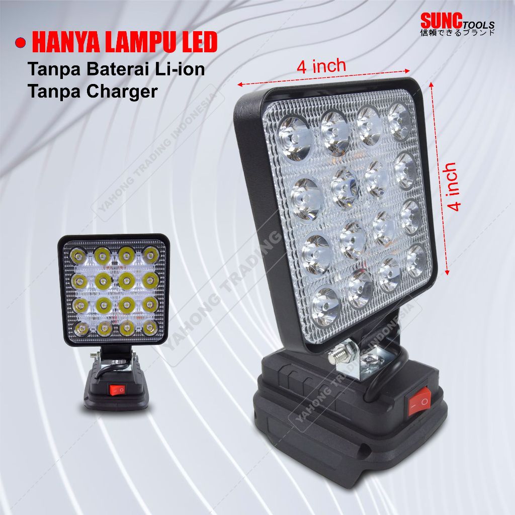 Jual Lampu LED Portable Lamp Baterai 21V 48VF Cahaya Putih Terang SUNC ...