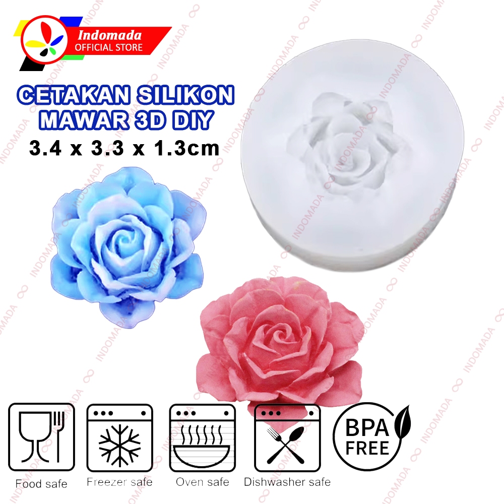 Jual Indomada Cetakan Fondant Silikon Bunga Mawar 3.4 x 1.4 cm Rose ...