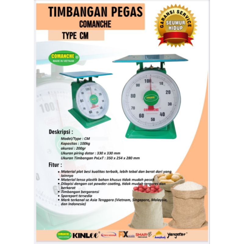 Jual Timbangan Duduk Pegas Comanche CMC 4100 - 100kg/200gr. | Shopee Indonesia