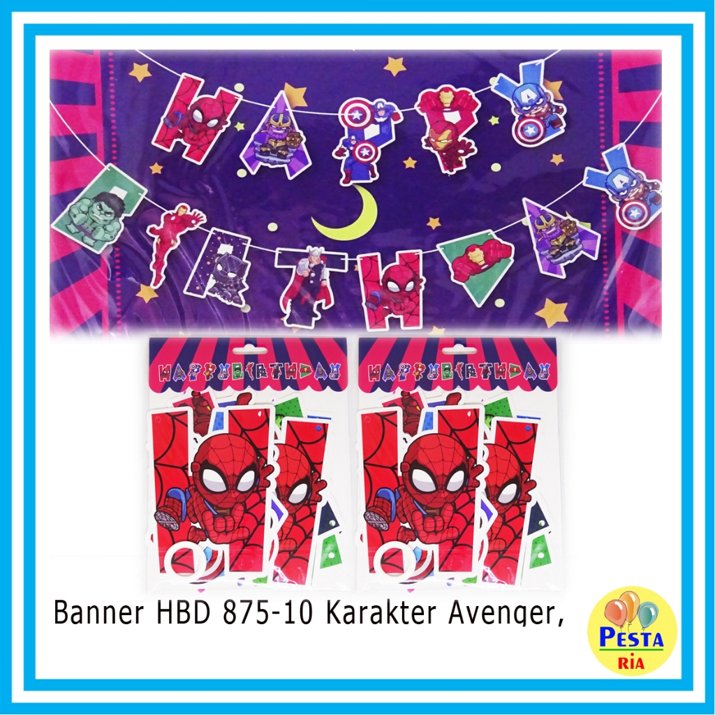 Jual Murah!! (1Set) Banner Karakter Avenger, banner happy birthday ...