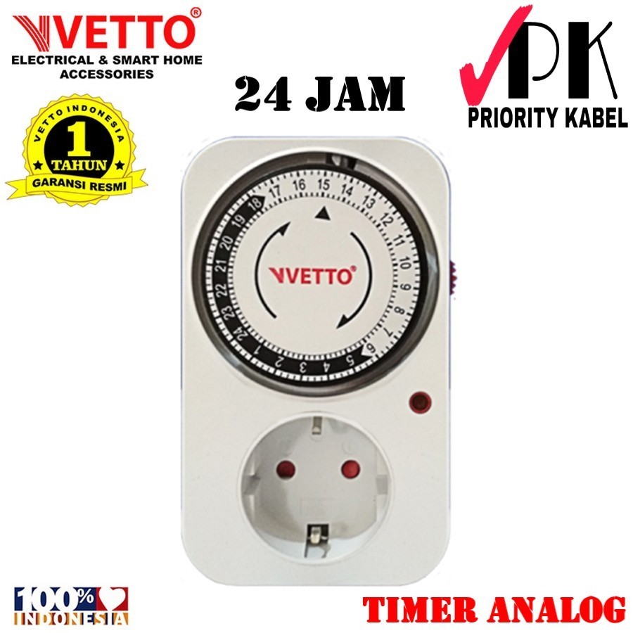 Jual VETTO Stop Kontak Timer Analog 24 Jam 24Jam Stopkontak Otomatis ...