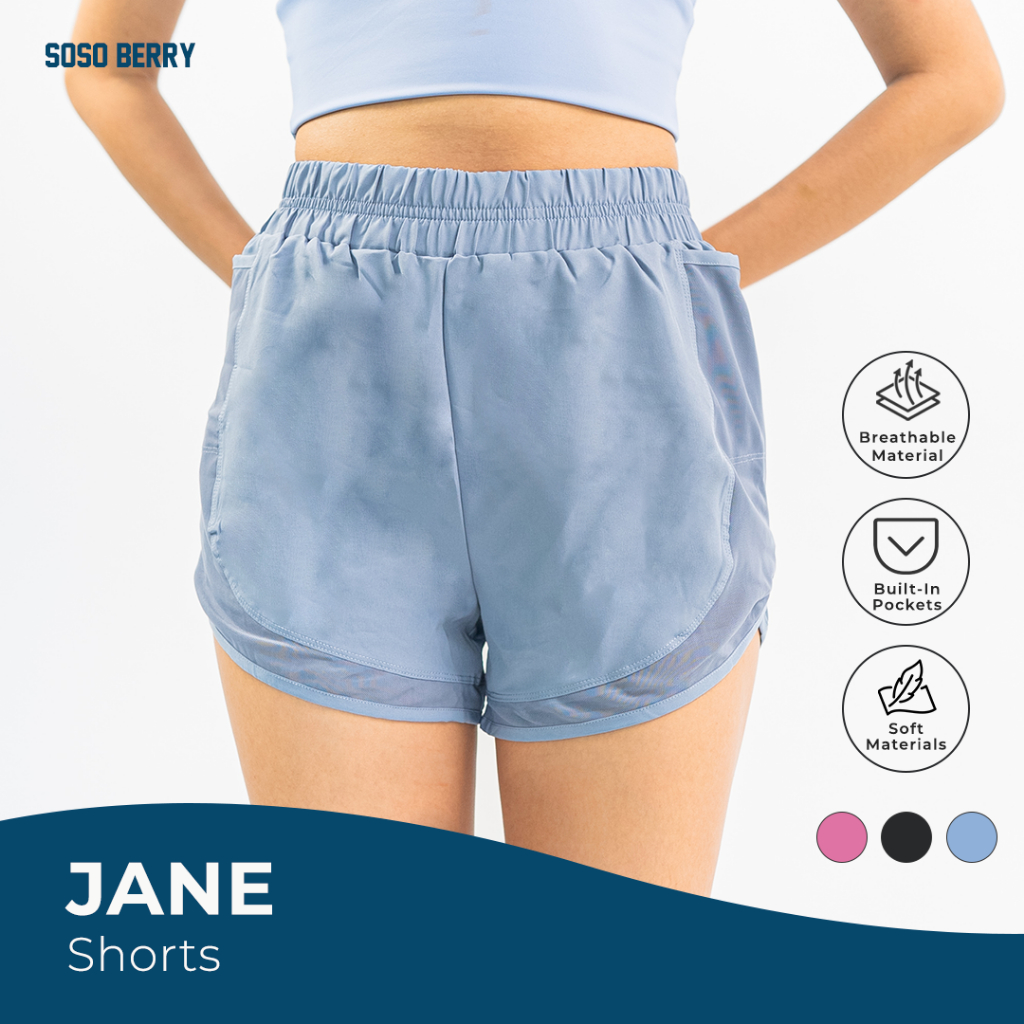 Jual SOSO BERRY Celana Pendek Wanita High Waist Polos Gym Fitness Yoga Running Sport – Jane ...