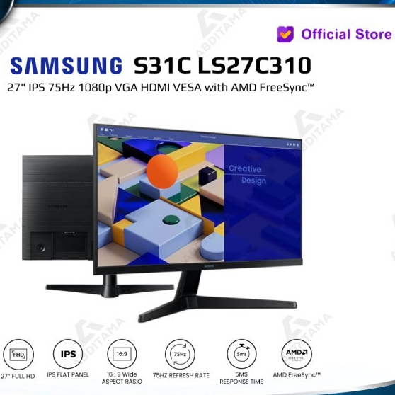 Jual Monitor Samsung LS27C310 27"/FHD/IPS/75Hz/5ms/HDMI/VGA/FreeSync ...