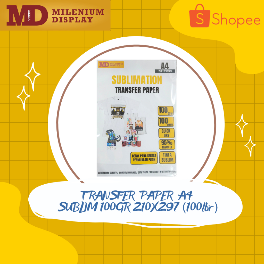 Jual TRANSFER PAPER A4 SUBLIM 100GR 210X297 (100lbr) | Shopee Indonesia