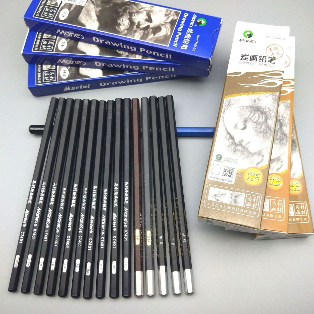 Jual Pensil Sketsa | Maries Charcoal Sketch Drawing Pencils 2H - HB - B - 2B - 3B - 4B - 5B - 6B ...
