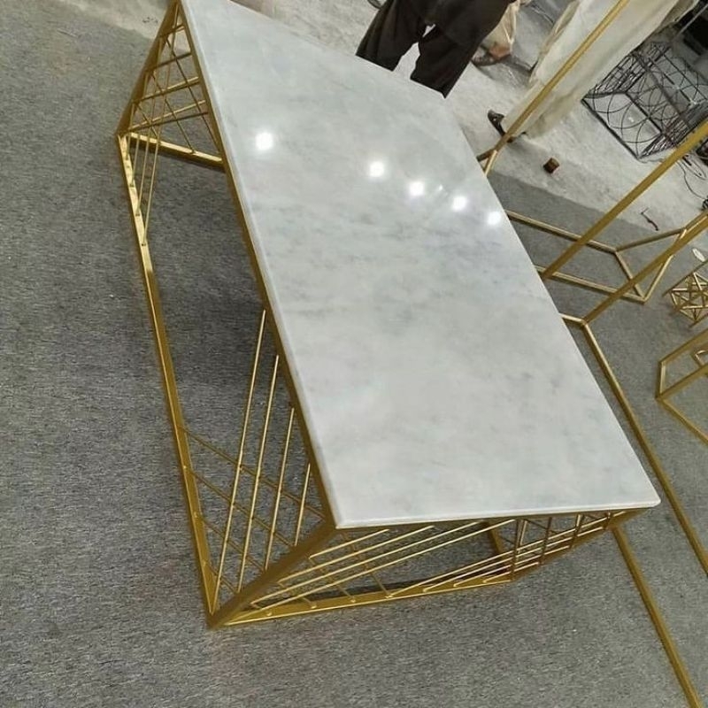 Jual Meja Besi Finishing Gold Top HPL Motif Marbel | Shopee Indonesia