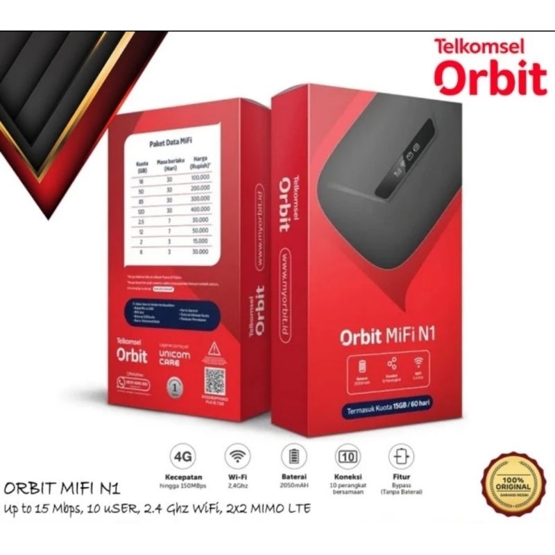 Jual Telkomsel Orbit Mifi N1 Portable Modem Wifi 4G High Speed Bonus ...