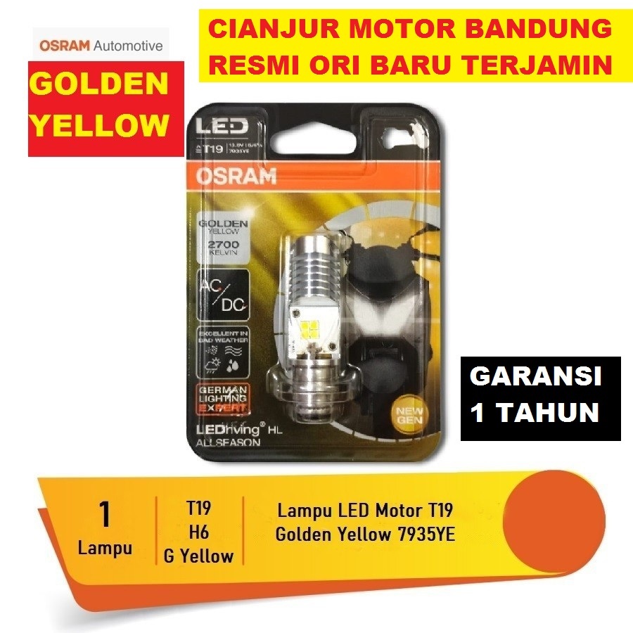 Jual LAMPU DEPAN MOTOR OSRAM T19 H6 LED OSRAM 12V KUNING ALL SEASON Hi Low Tembus Kabut Hujan ...