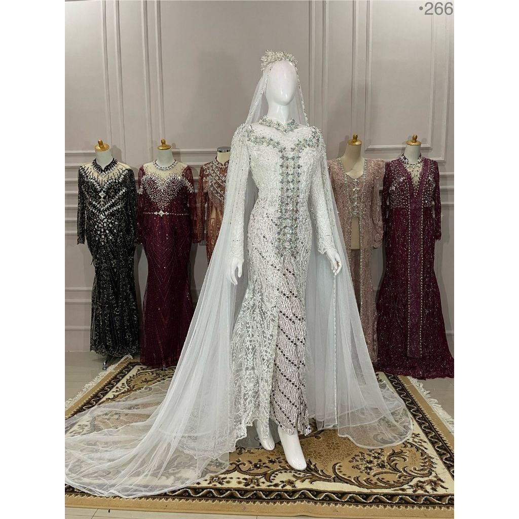 Jual Kebaya akad nikah wanita modern belah putih slayer veil jarik ...