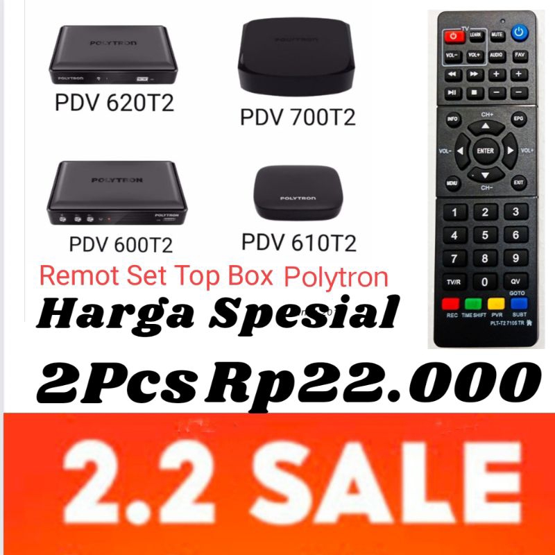 Jual remot set top box polytron pdv 610t2 600t2 620t2 700t2 remote stb ...