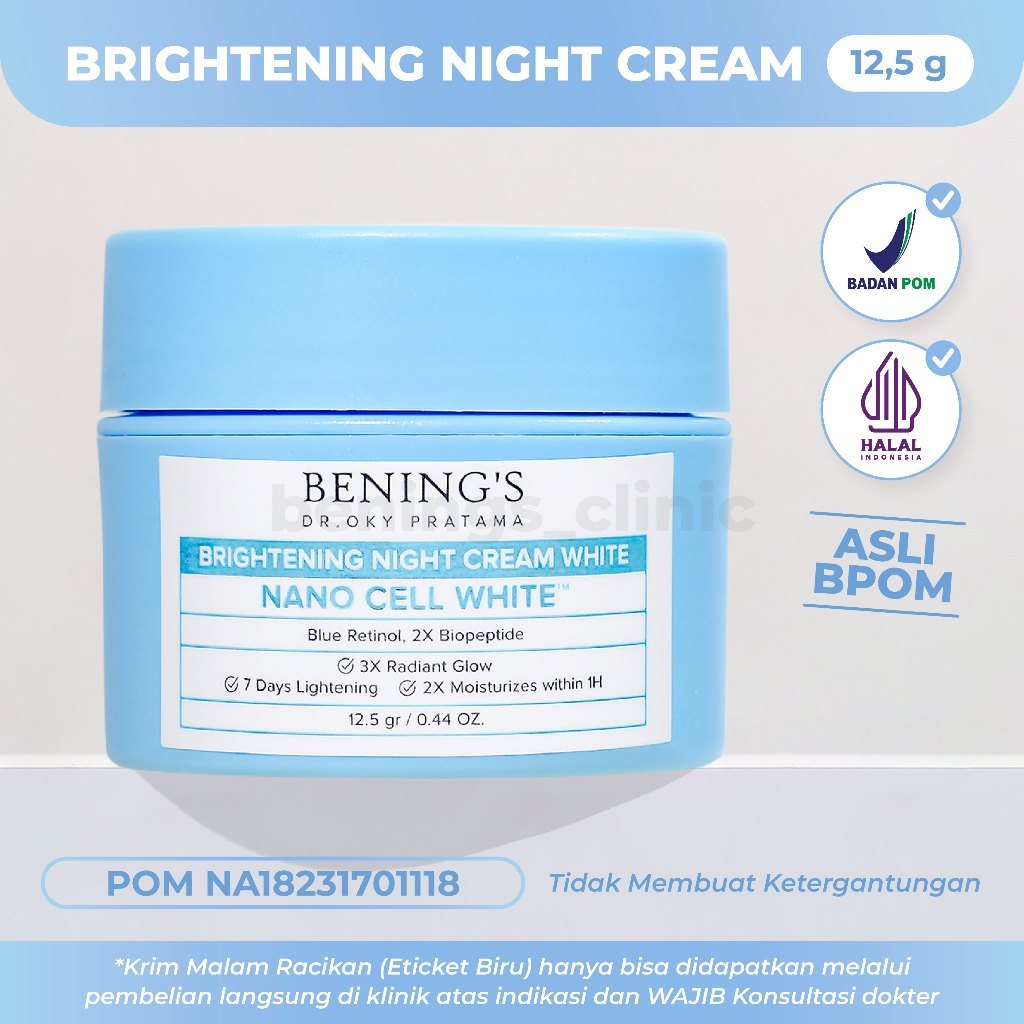 Jual Brightening Night Cream Bening Skincare Krim Malam Pencerah dan ...