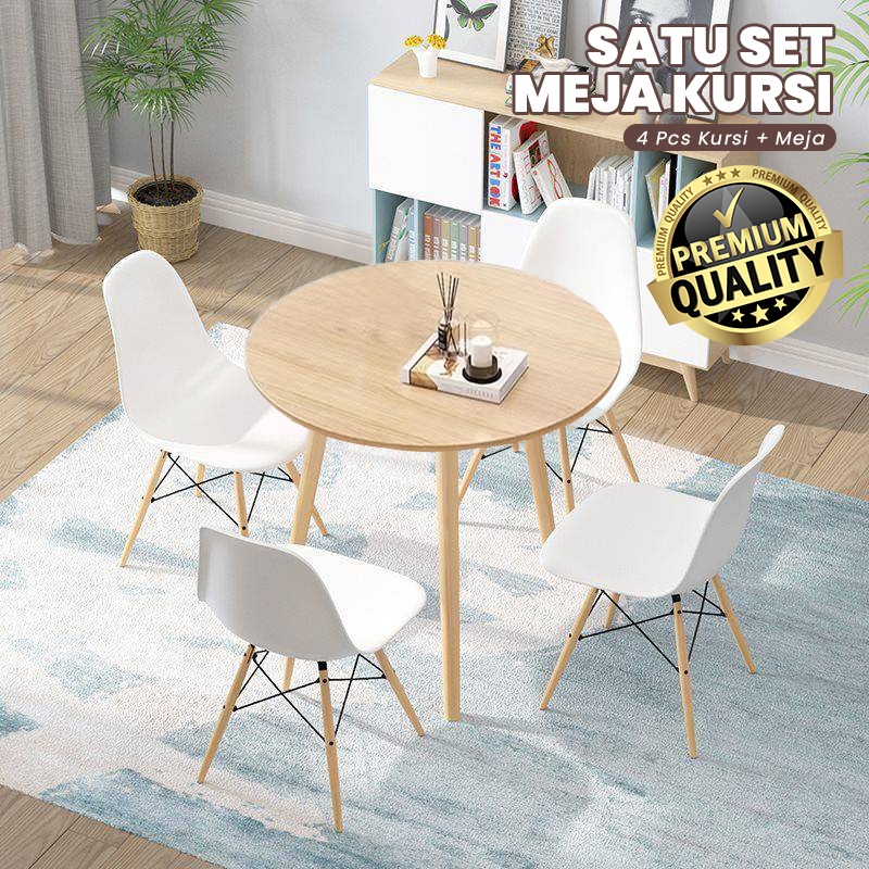 Jual Kursi Cafe Set Meja Kayu Aesthetic 4 Kursi 1 Meja Coffee Table ...