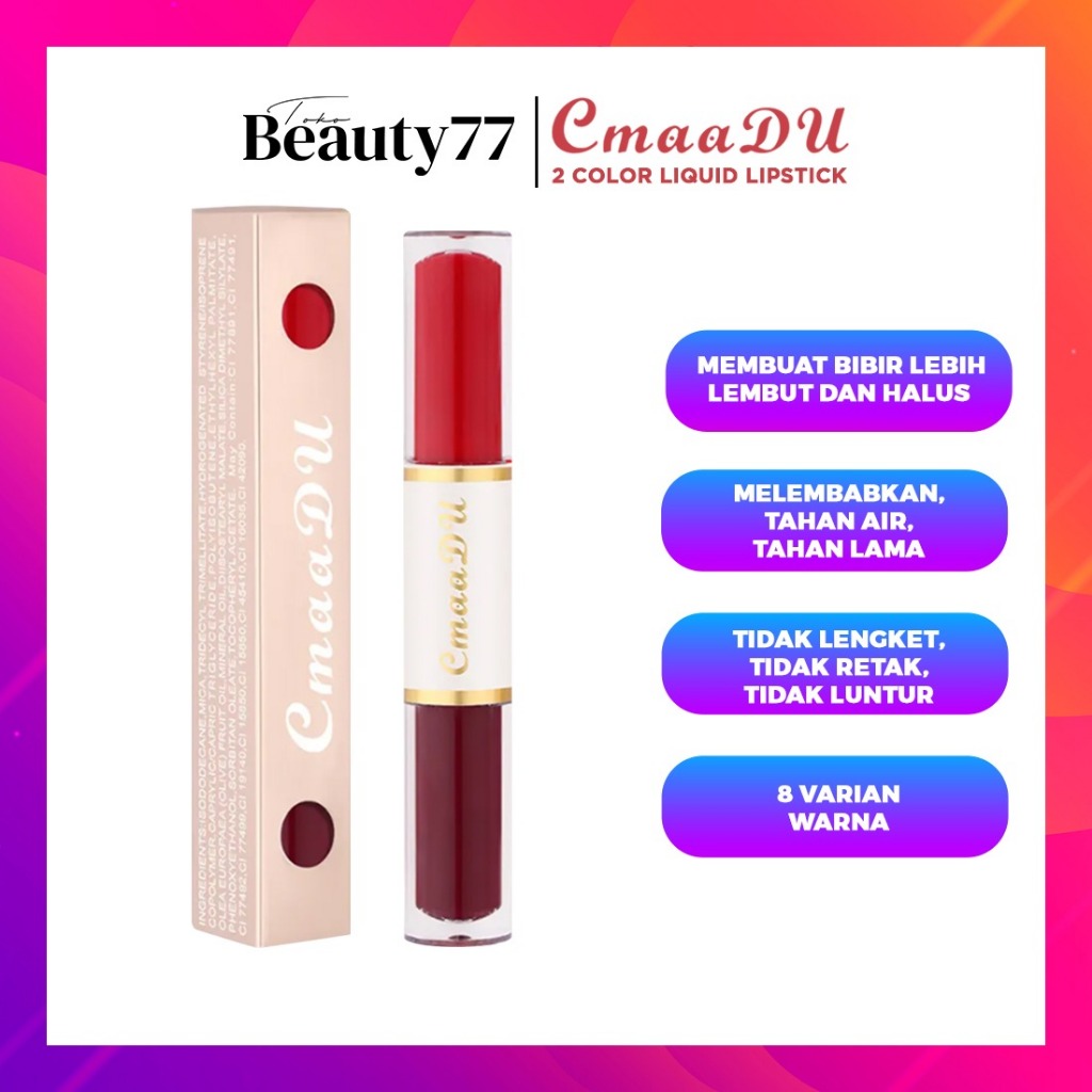 Jual CMAADU LIPSTICK TWO COLOR LIQUID WATERPROOF LONG LASTING | Shopee ...
