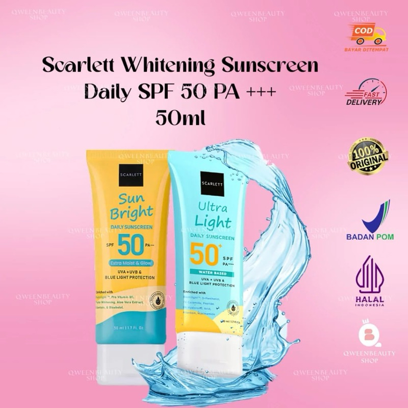 Jual Scarlett Whitening Sunscreen Daily SPF 50 PA+++ | Shopee Indonesia