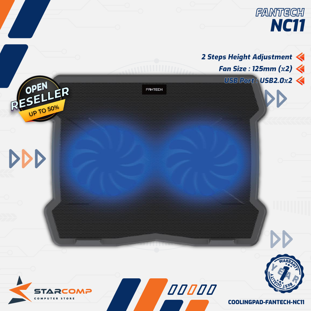 Jual Fantech NC11 Cooling Pad Notebook Cooler 2 Fan Blue Led | Shopee ...