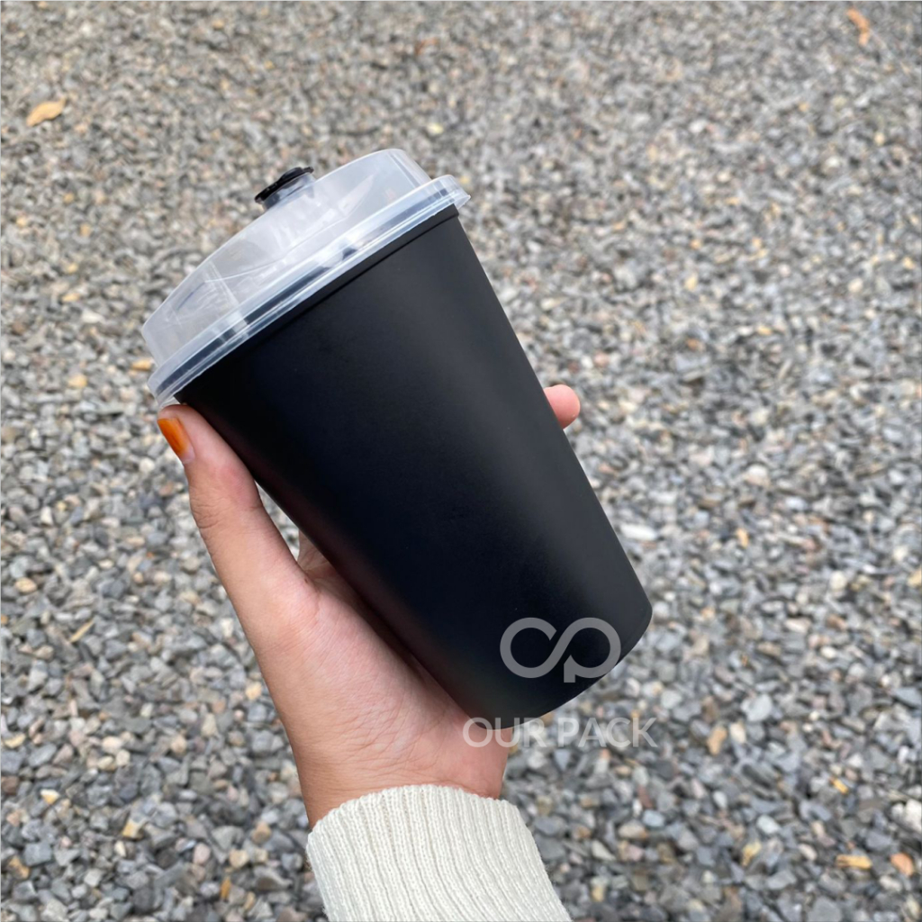 Jual Cup Thinwall Gelas PP Injection Black & Frost 14 oz | Shopee Indonesia