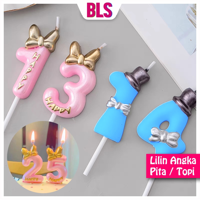 Jual Lilin Angka Ulang Tahun Warna Pastel Motif Topi Pita | Shopee ...