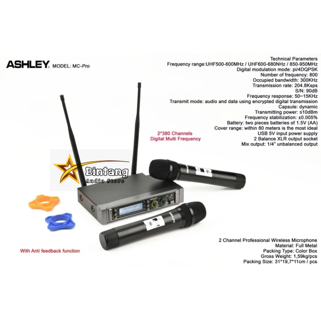 Jual Microphone Wireless ASHLEY Model MC-PRO / Mic MC PRO Original ...