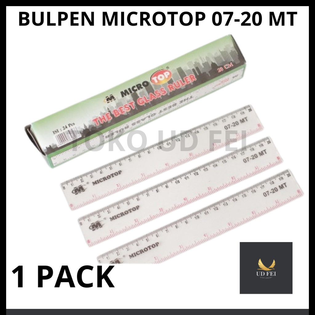 Jual (1 PACK) Penggaris MICROTOP 20 cm MT-0720 / Penggaris Plastik ...