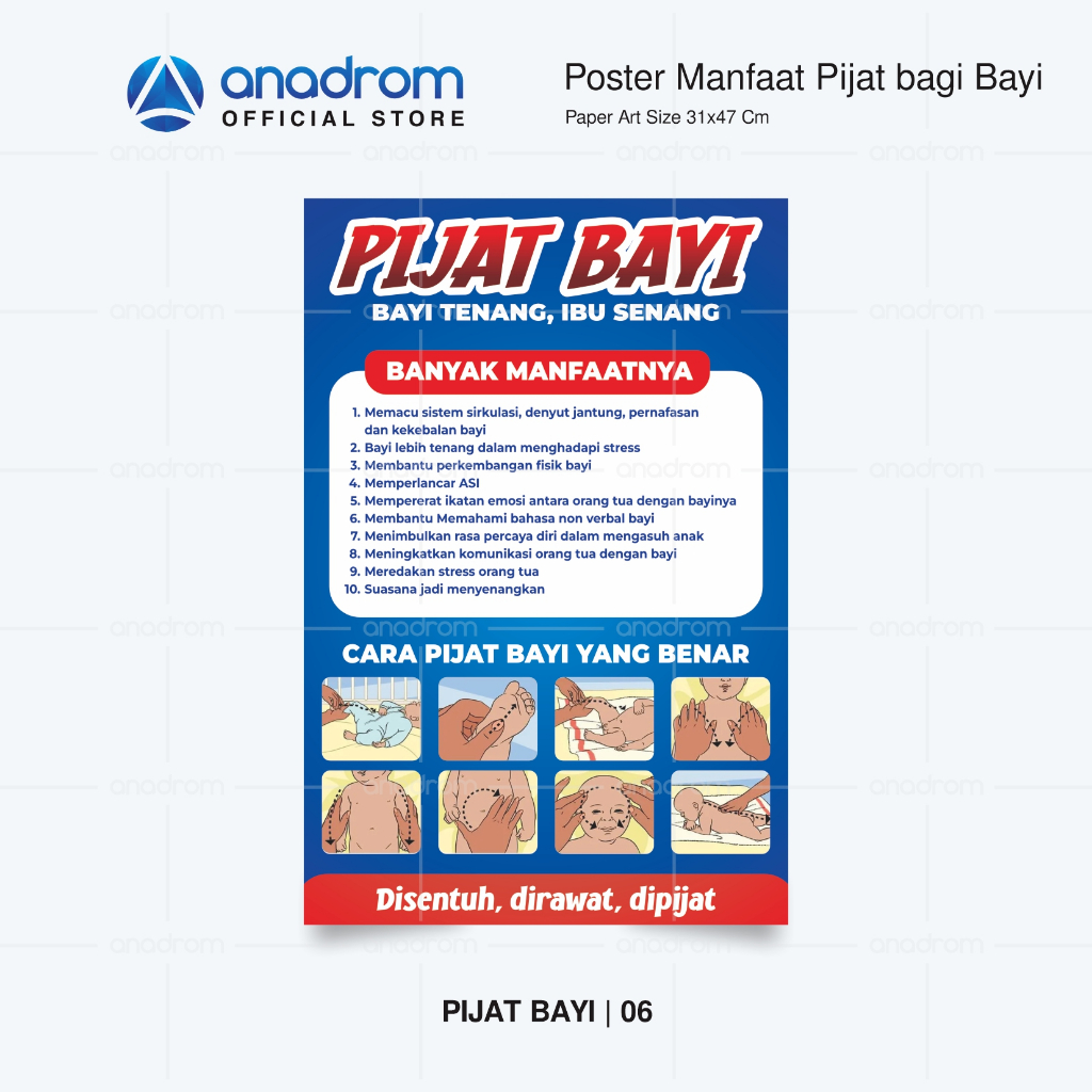 Jual Poster Manfaat Pijat Pada Bayi | Poster Manfaat Baby Massage ...