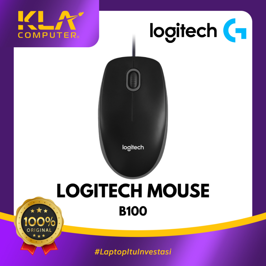 Jual Mouse Logitech B100 USB Mouse Kabel Black Awet Tahan Lama Garansi ...