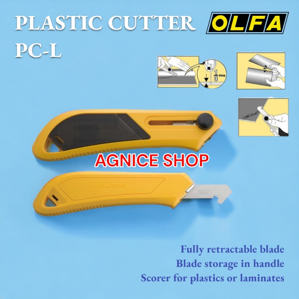 Jual OLFA Safety Cutter PC-L Heavy Duty Plastic Laminate Acrylic ...