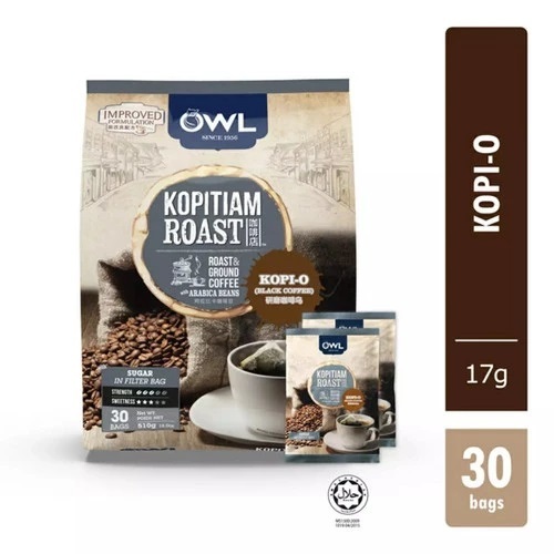 Jual Kopi Hitam Owl Kopitiam Roast Ground Coffee Kopi O Coffee 30 x 17 Gram | Shopee Indonesia