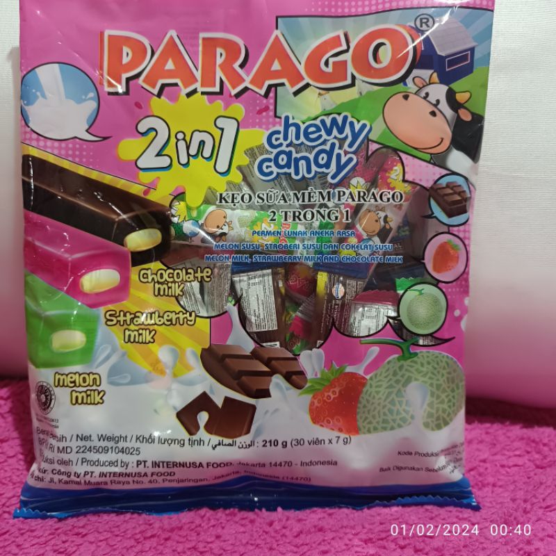 Jual Permen PARAGO 2in1 permen lunak rasa susu dan buah chewy candy ...