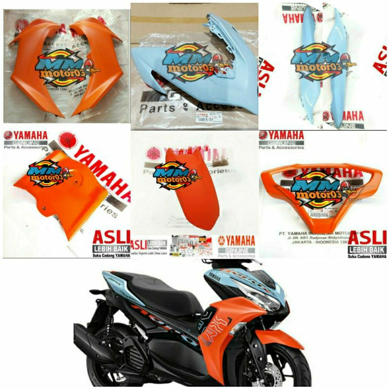 Jual COVER BODY HALUS SET AEROX NEW 155 8 PCS ORANGE DULL BLUE ORIGINAL ...