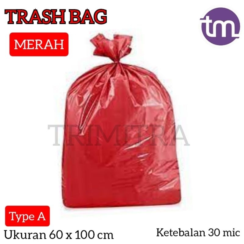 Jual PLASTIK A MERAH KANTONG KRESEK SAMPAH TRASHBAG MERAH 60X100 CM ...
