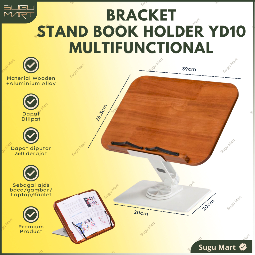 Jual AERA Stand Holder Dudukan Buku 360 Derajat YD10 | Stand Holder ...