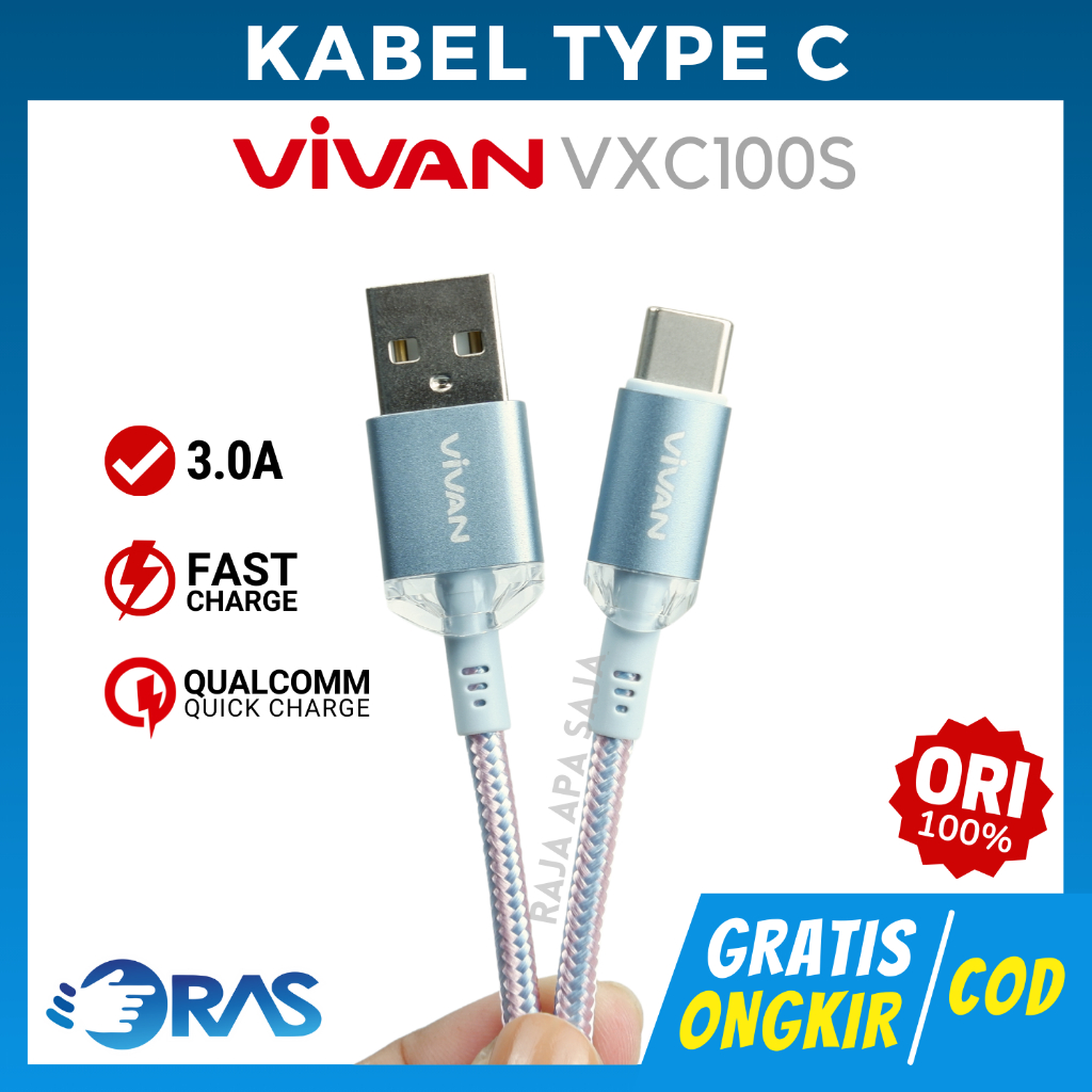 Jual Kabel Data Charger Vivan Type C Fast Charging 3A Casan Tipe C ...