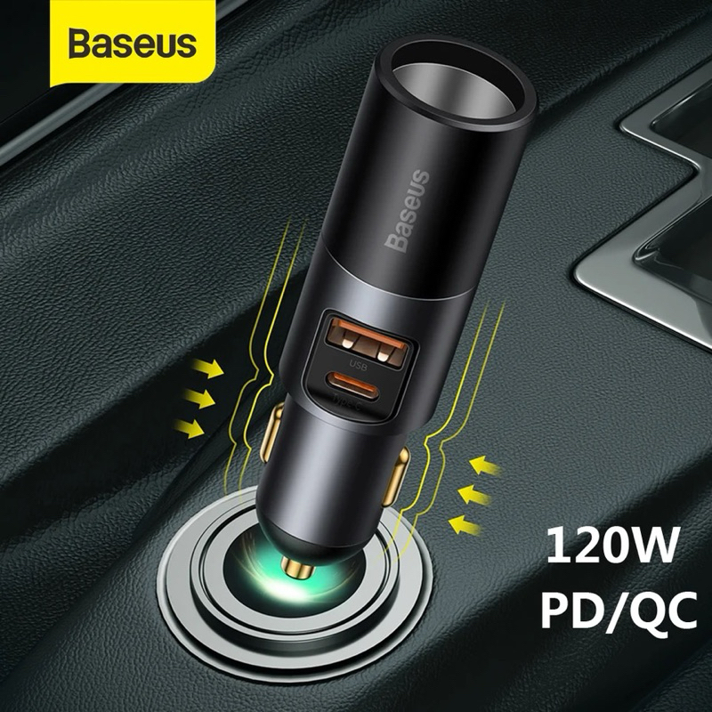 Jual Baseus 120W Car Charger Mobil USB+Type C Port Super Fast Charging ...