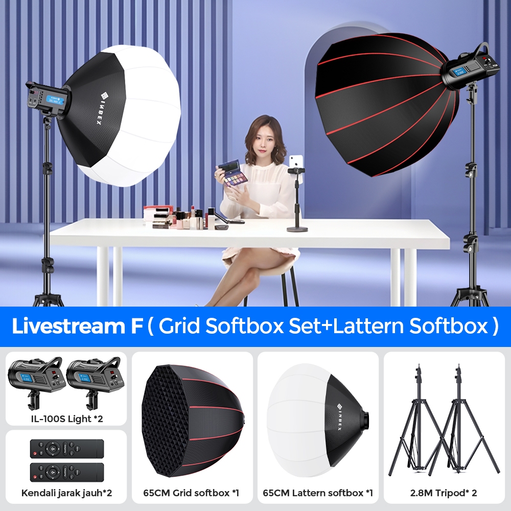 Jual INBEX Softbox Lighting With Grid Photography Livestreaming Lampu ...