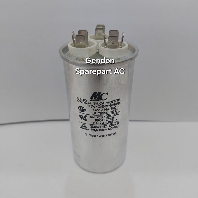 Jual Kapasitor AC MC 30/2 uF / 30+2 mikro kaki 3 Capasitor AC 30+2uf | Shopee Indonesia