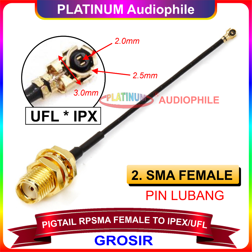 Jual Pigtail SMA Male Female to UFL IPX IPEX PI-11 12 Kabel Konektor RF ...