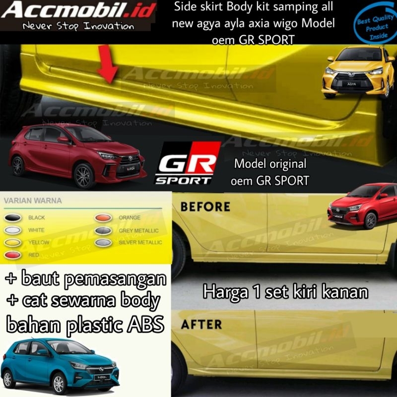 Jual body kit side skirt samping all new agya ayla model original oem ...