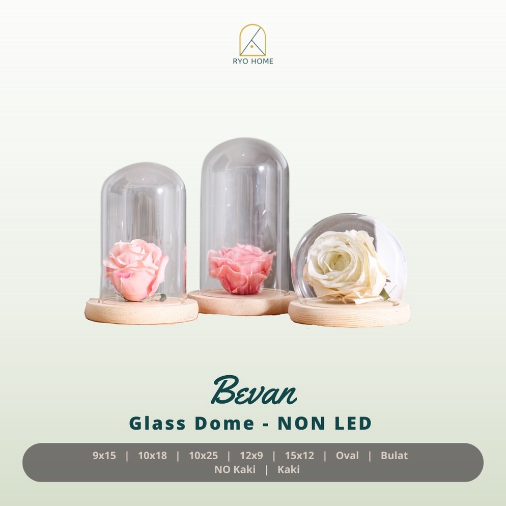 Jual Ryo Home BEVAN Display Glass Dome NON LED Lights Kubah kaca dengan ...