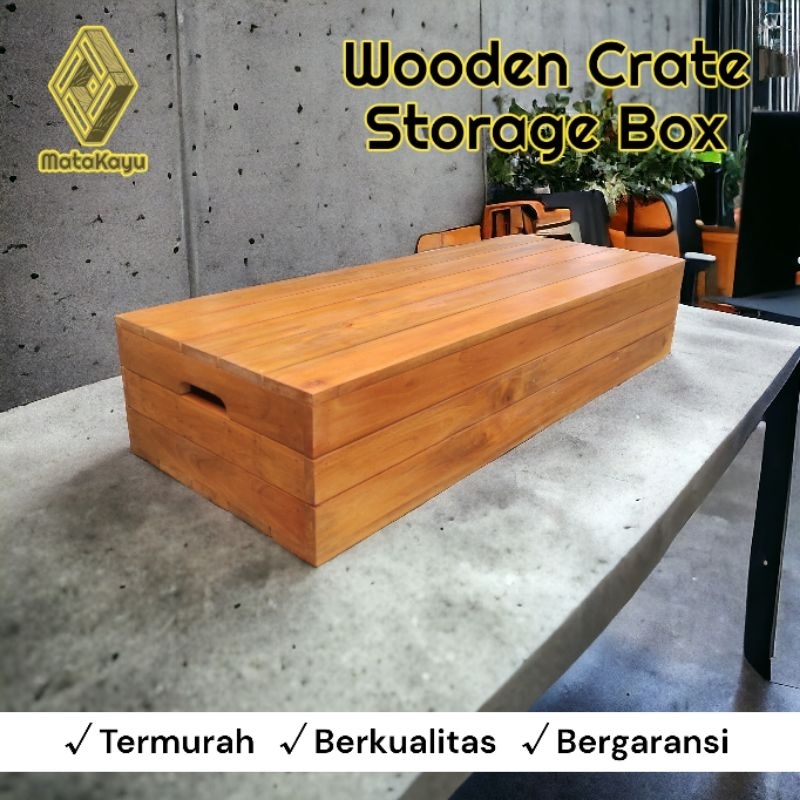 Jual Wooden crate tutup kotak peti kayu storage box penyimpanan ...
