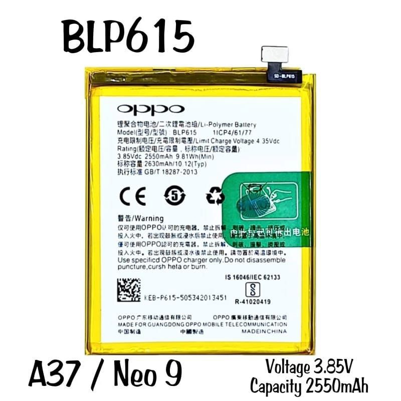 Jual Baterai Battery OPPO BLP615 /A37 /NEO-9/A37F Batrei Bat | Shopee ...