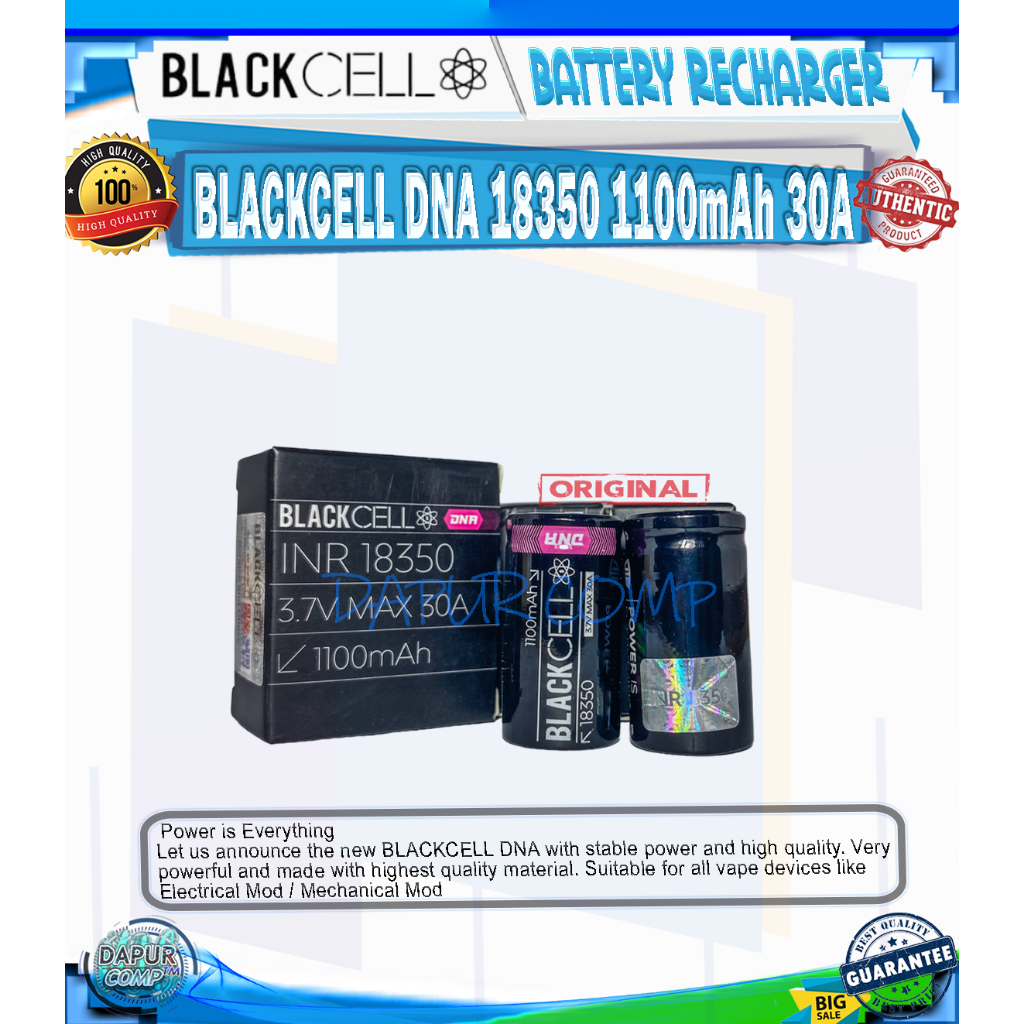 Jual BATTERY/BATRE BLACKCELL DNA 18350 1100mAh 30A ORIGINAL BLACKCELL ...