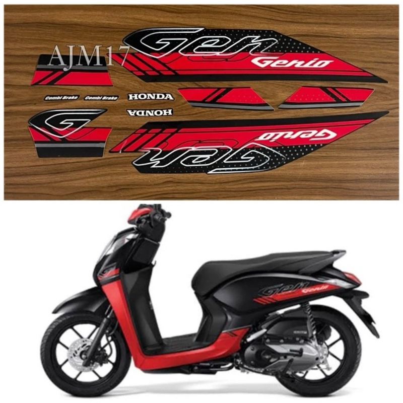 Jual STIKER STRIPING MOTOR GENIO 2021 MERAH HITAM | Shopee Indonesia