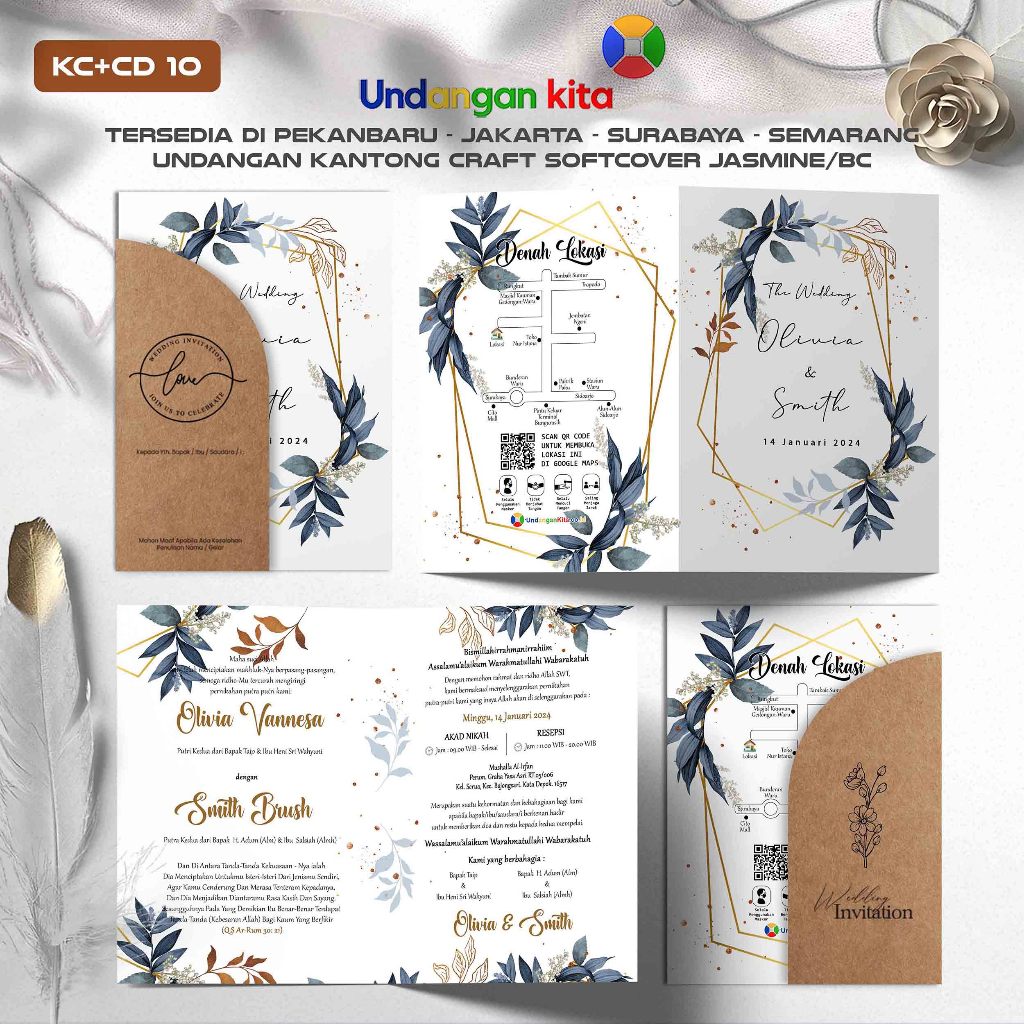 Jual Undangan Pernikahan Kantong Craft Jasmine Gliter Softcover ...