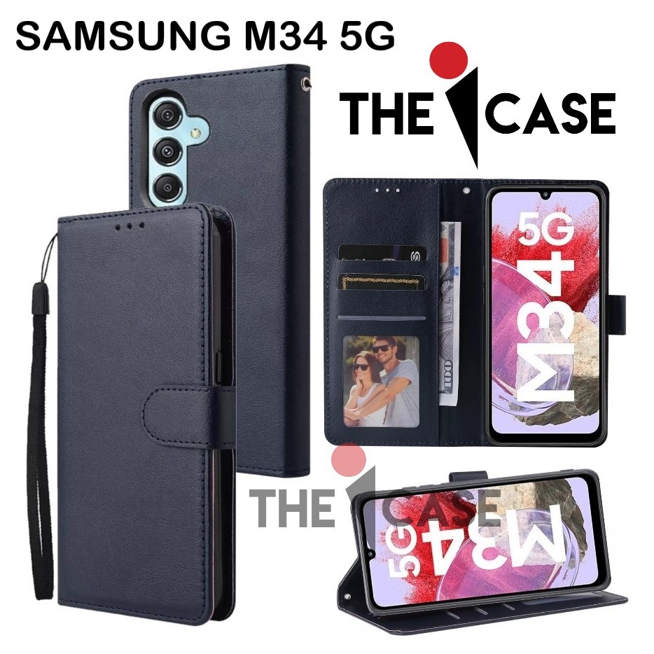 Jual Casing SAMSUNG M34 5G model flip buka tutup case kulit ada tempat ...